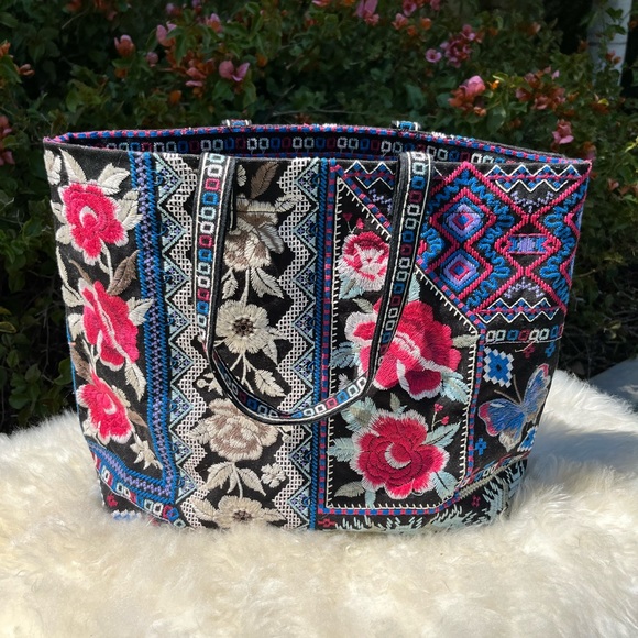 Johnny Was | Bags | Johnny Was Embroidered Double Handle Tote | Poshmark